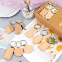 China Ecofriendly Custom Shape Engraving Logo Wooden Keyring Blank Wood Keychain for sale