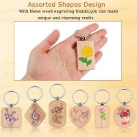 China Ecofriendly Custom Shape Engraving Logo Wooden Keyring Blank Wood Keychain for sale