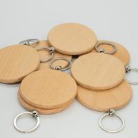 China Ecofriendly Blank Wooden Key Chain Laser Engraving Logo Round Shape Wood Souvenir Gift for sale