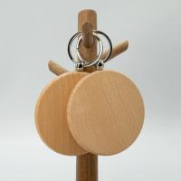 China Ecofriendly Blank Wooden Key Chain Laser Engraving Logo Round Shape Wood Souvenir Gift for sale