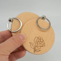 China Ecofriendly Blank Wooden Key Chain Laser Engraving Logo Round Shape Wood Souvenir Gift for sale