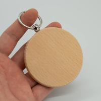 China Ecofriendly Blank Wooden Key Chain Laser Engraving Logo Round Shape Wood Souvenir Gift for sale