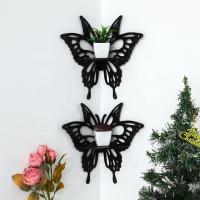 China Custom House Decoration Wall Hanging Jewelry Holder Storage Organizer Wooden Butterfly Display Shelf for sale