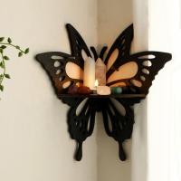 China Custom House Decoration Wall Hanging Jewelry Holder Storage Organizer Wooden Butterfly Display Shelf for sale