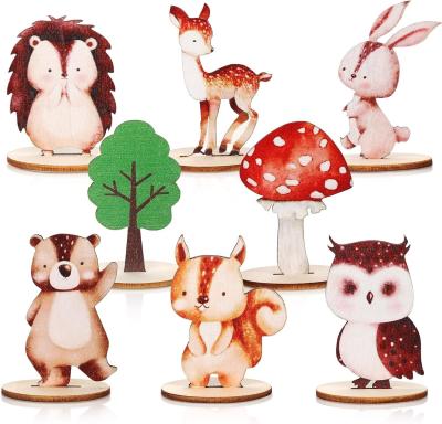 China Creative Cartoon Animal Squirrel Rabbit Custom Animals Wooden Desktop Decorations for sale