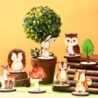 China Creative Cartoon Animal Squirrel Rabbit Custom Animals Wooden Desktop Decorations for sale