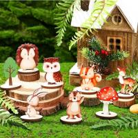 China Creative Cartoon Animal Squirrel Rabbit Custom Animals Wooden Desktop Decorations for sale