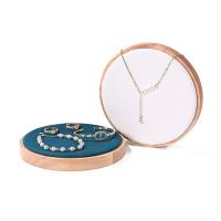 China Flat Round Wood Pesentation Jewelry Bracelets Display Tray, Covered with Microfiber for sale