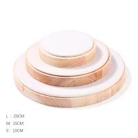 China Flat Round Wood Pesentation Jewelry Bracelets Display Tray, Covered with Microfiber for sale