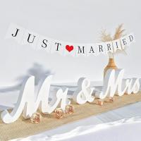 China Large White Mr & Mrs Sign for Wedding Table with Just Married Banner - Wooden Letter Decorations for Anniversary for sale