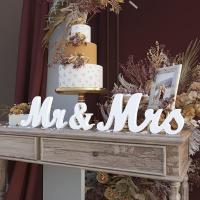 China Large White Mr & Mrs Sign for Wedding Table with Just Married Banner - Wooden Letter Decorations for Anniversary for sale