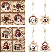 China Festive Christmas Wooden hangings Party Christmas decorations Wooden Christmas ornaments for sale