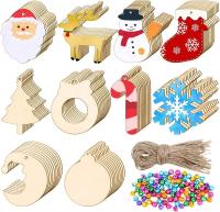 China Festive Christmas Wooden hangings Party Christmas decorations Wooden Christmas ornaments for sale
