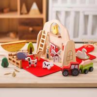 China Classic Barn Play Set - Wooden Farm Toys For Toddlers - Farm Animals - Farmer's Barn With Carry Handle for sale