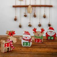 China Customized DIY Christmas wooden countdown calendar Christmas ornaments Santa elk ornaments for sale