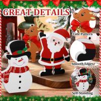 China Customized Wooden Christmas Ornaments Unique Design Santa Claus Snowman Elk Shape for Tabletop Party Decoration for sale