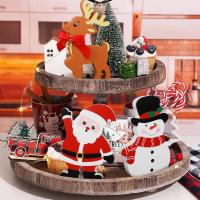 China Customized Wooden Christmas Ornaments Unique Design Santa Claus Snowman Elk Shape for Tabletop Party Decoration for sale