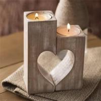 China Customized heart-shaped wooden candlestick Anniversary candlestick Valentine's Day wedding decorations for sale