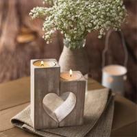 China Customized heart-shaped wooden candlestick Anniversary candlestick Valentine's Day wedding decorations for sale