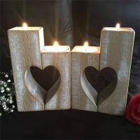 China Customized heart-shaped wooden candlestick Anniversary candlestick Valentine's Day wedding decorations for sale