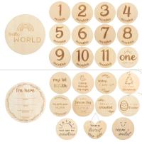 China Wooden baby monthly milestones double sided disc laser engraving for sale