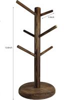 China Wooden mug tree stand 6 hook counter coffee bar storage rack for sale