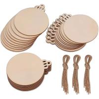 China Natural Wood Slices, DIY Wooden Christmas Ornaments Unfinished Predrilled Wood Circles for Holiday Hanging Decorations for sale