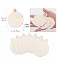 China Natural Wood Slices, DIY Wooden Christmas Ornaments Unfinished Predrilled Wood Circles for Holiday Hanging Decorations for sale