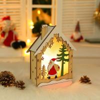 China Christmas LED Light Wooden House Luminous Cabin Merry Christmas Decorations for Home Tree Ornaments Kids Gifts for sale