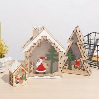 China Christmas LED Light Wooden House Luminous Cabin Merry Christmas Decorations for Home Tree Ornaments Kids Gifts for sale