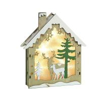 China Christmas LED Light Wooden House Luminous Cabin Merry Christmas Decorations for Home Tree Ornaments Kids Gifts for sale