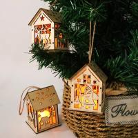 China Christmas Cottage LED Holiday Light Figurines Wooden Lighted Indoor Decoration Xmas Decorations Party Decor Gift for sale