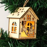 China Christmas Cottage LED Holiday Light Figurines Wooden Lighted Indoor Decoration Xmas Decorations Party Decor Gift for sale