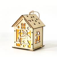 China Christmas Cottage LED Holiday Light Figurines Wooden Lighted Indoor Decoration Xmas Decorations Party Decor Gift for sale