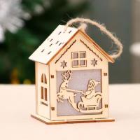 China Christmas Cottage LED Holiday Light Figurines Wooden Lighted Indoor Decoration Xmas Decorations Party Decor Gift for sale