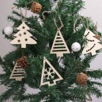 China Wooden Christmas Tree Shaped Ornaments, Unfinished Wooden Cutouts Embellishments Hanging Ornament for Christmas Decorations for sale