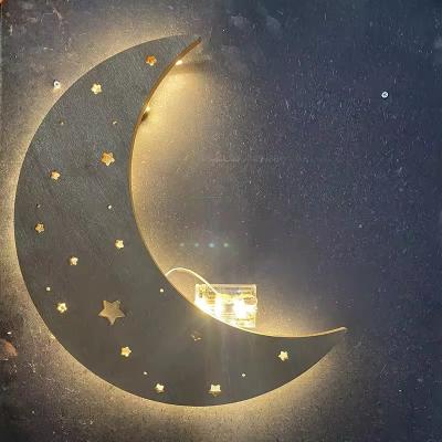 China Customized baby and child room wooden wall decoration lamp Bedside lamp for sale