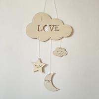 China Nordic Modern Art Style Ins Wall Hanging Metal and Wooden Crafts Creative Moon Pendant for Home and Garden Decor for sale