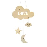 China Nordic Modern Art Style Ins Wall Hanging Metal and Wooden Crafts Creative Moon Pendant for Home and Garden Decor for sale