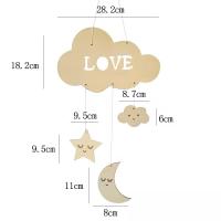 China Nordic Modern Art Style Ins Wall Hanging Metal and Wooden Crafts Creative Moon Pendant for Home and Garden Decor for sale