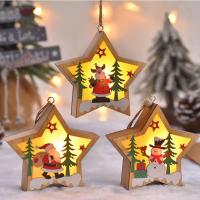 China Christmas Glow ornaments Christmas tree Wooden hanging ornaments Santa Claus snowman Elk Christmas lights for sale