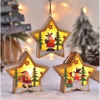 China Christmas Glow ornaments Christmas tree Wooden hanging ornaments Santa Claus snowman Elk Christmas lights for sale