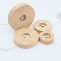 China Wooden Table Lamp Base Wood Round Base Wholesale LED Colorful DIY Night Light for sale