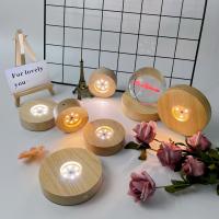 China Wooden Table Lamp Base Wood Round Base Wholesale LED Colorful DIY Night Light for sale
