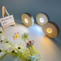 China Wooden Table Lamp Base Wood Round Base Wholesale LED Colorful DIY Night Light for sale