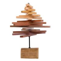 China wooden rotating tree Christmas building block decoration desktop Christmas ornaments for sale