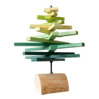 China wooden rotating tree Christmas building block decoration desktop Christmas ornaments for sale