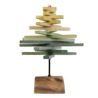 China wooden rotating tree Christmas building block decoration desktop Christmas ornaments for sale