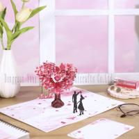 China Handmade Heart Card Pop Up 3D Heart Flower Card Romantic Love Letter Greeting Anniversary Wedding Valentine Birthday Gift Card for sale