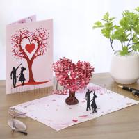 China Handmade Heart Card Pop Up 3D Heart Flower Card Romantic Love Letter Greeting Anniversary Wedding Valentine Birthday Gift Card for sale
